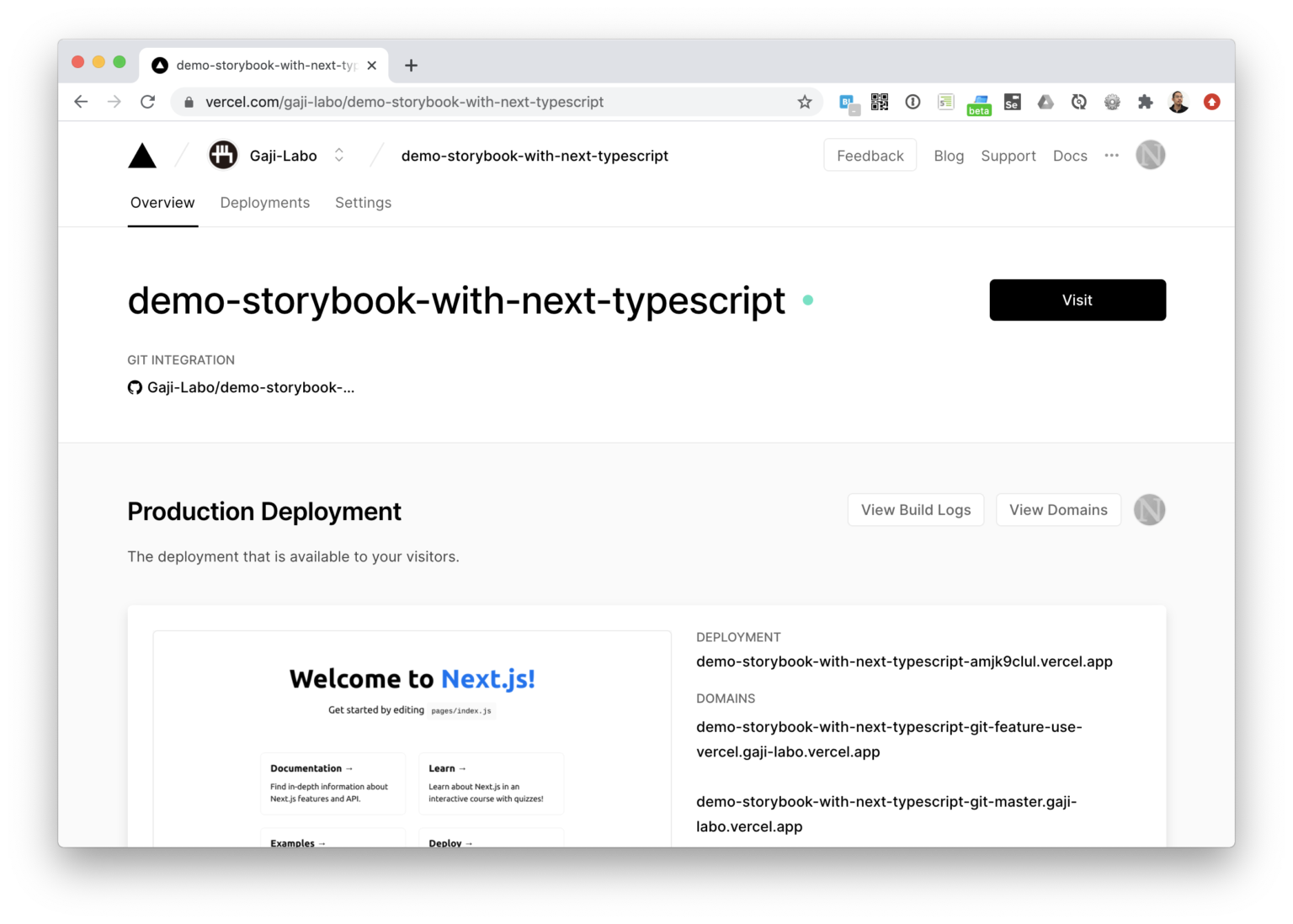 Next.jsとStorybookをVercelにデプロイする ++ Gaji-Laboブログ